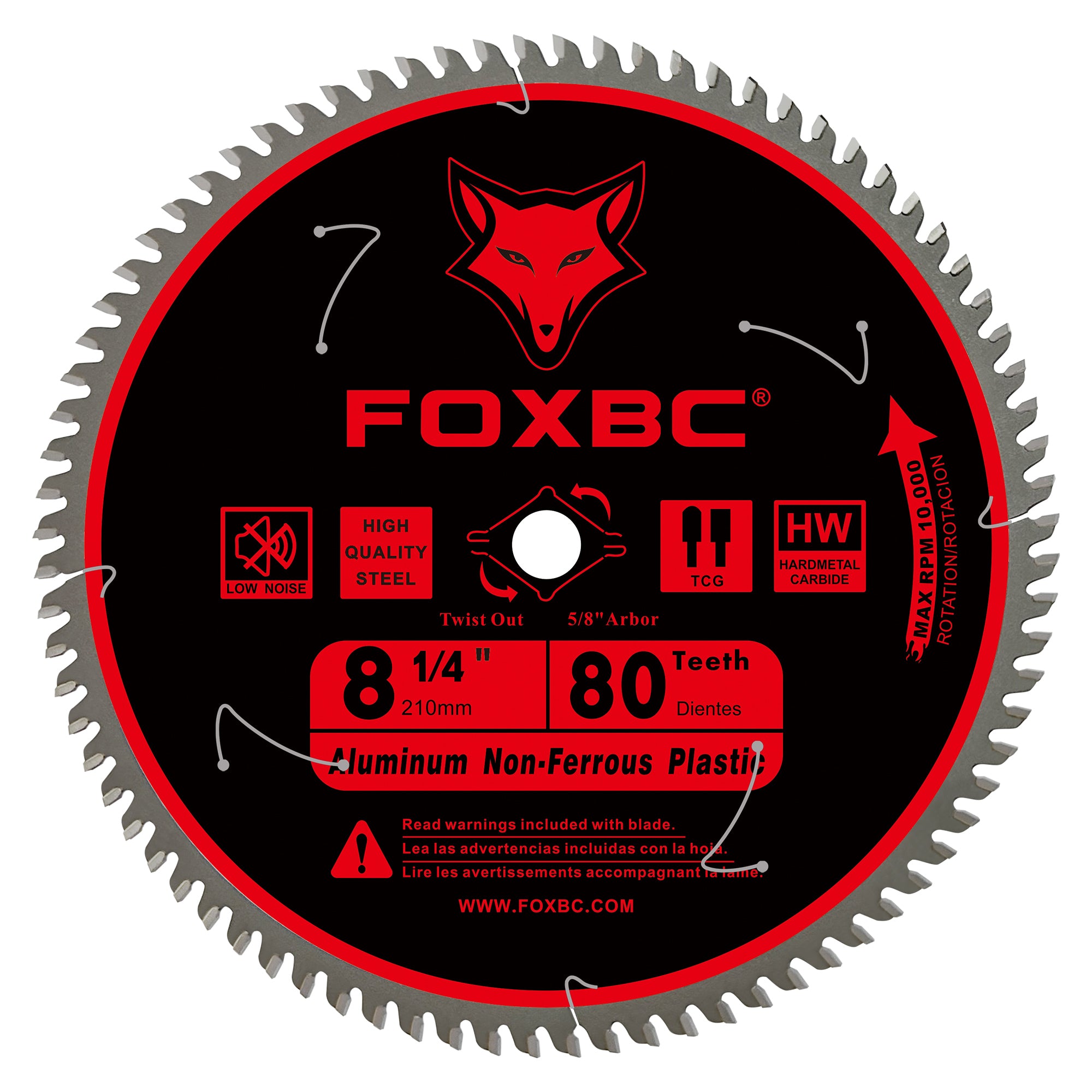 FOXBC 8-1/4 Inch Table Saw Blade 80-Tooth for Aluminum Copper Plastic